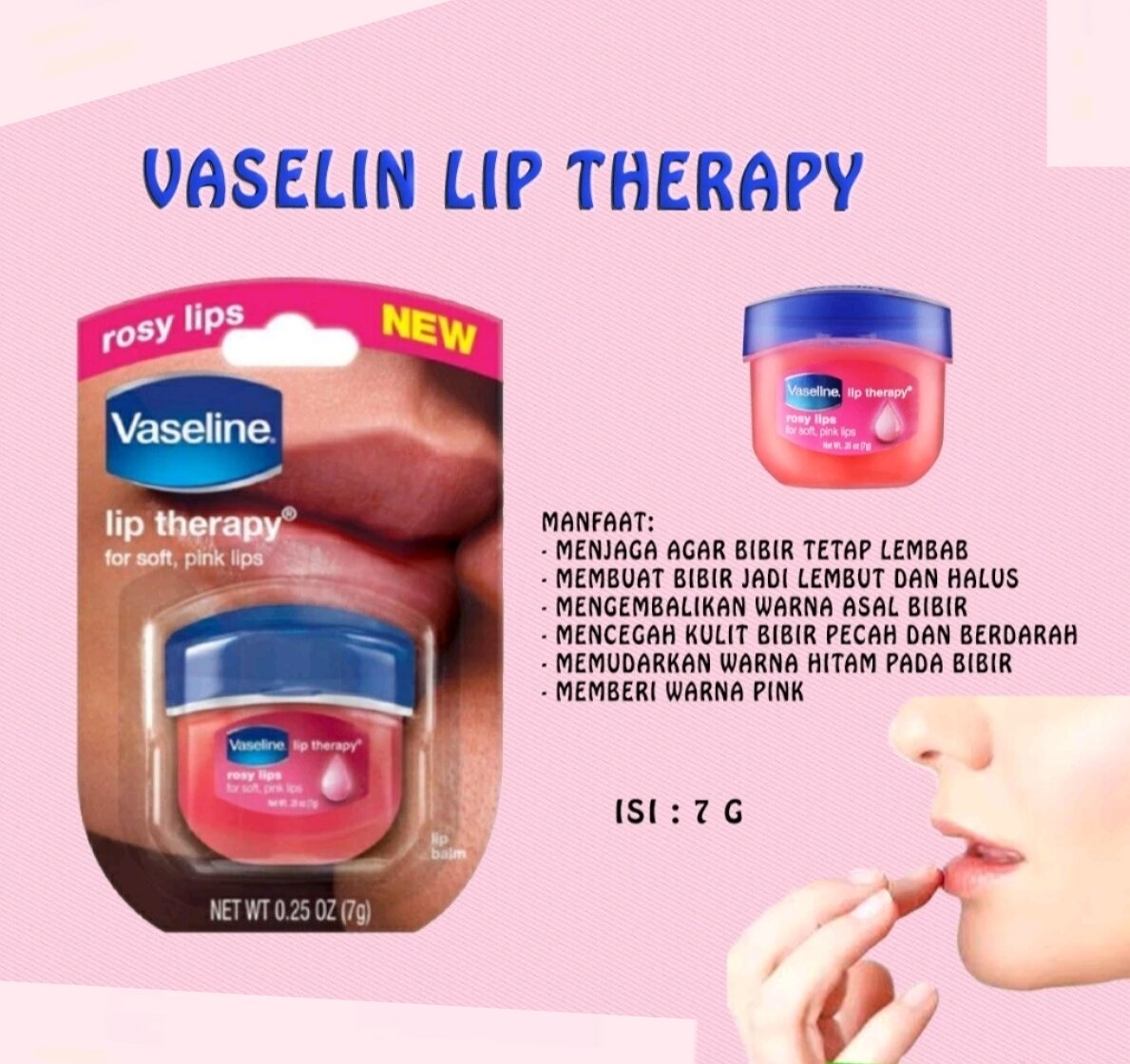 Vaseline Lip Therapy Original Rosy Lips Pink Lips Balm Vaseline | Lazada Indonesia
