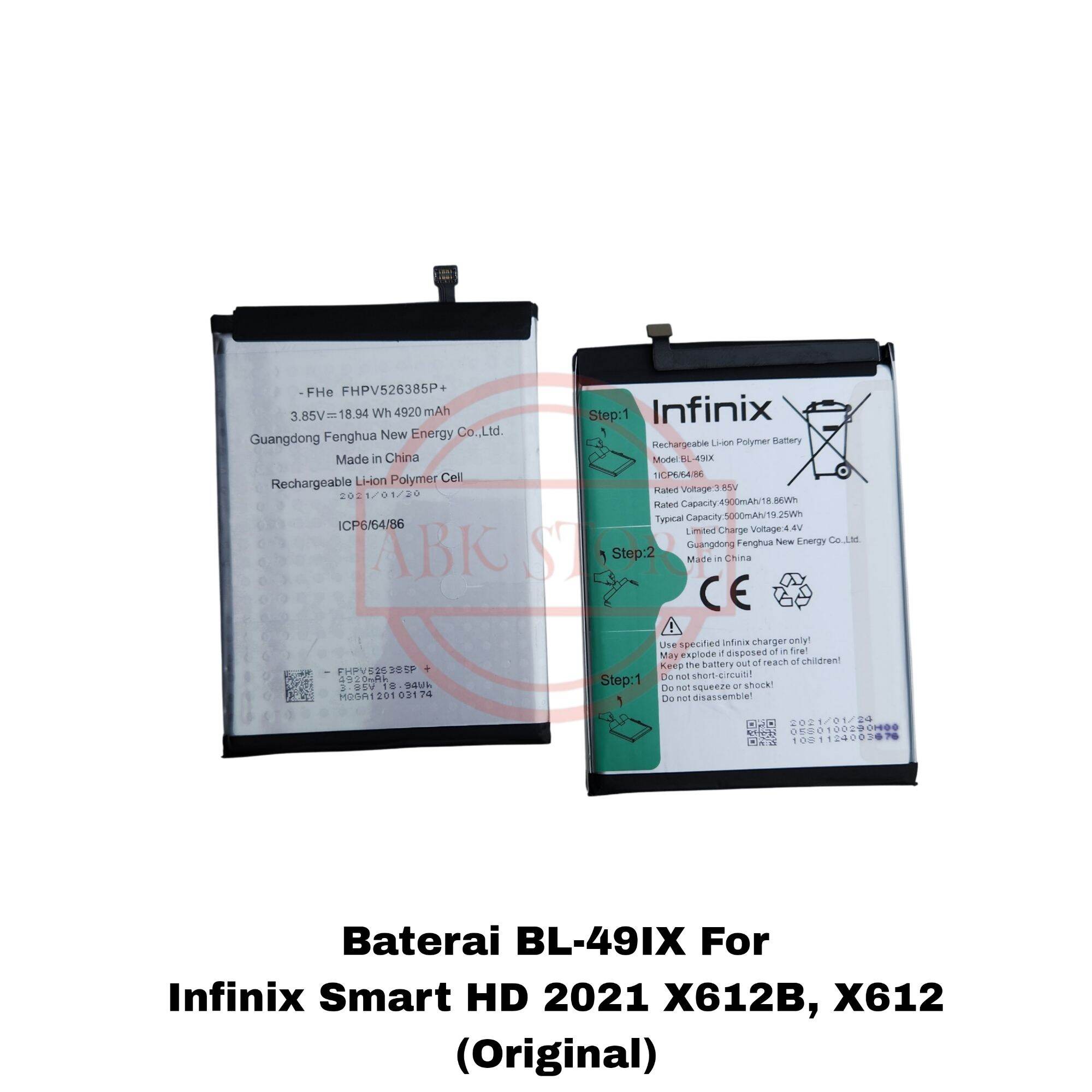 BATERAI BL-49IX BATTERY INFINIX SMART HD 2021 X612B - X612 BL49iX ...