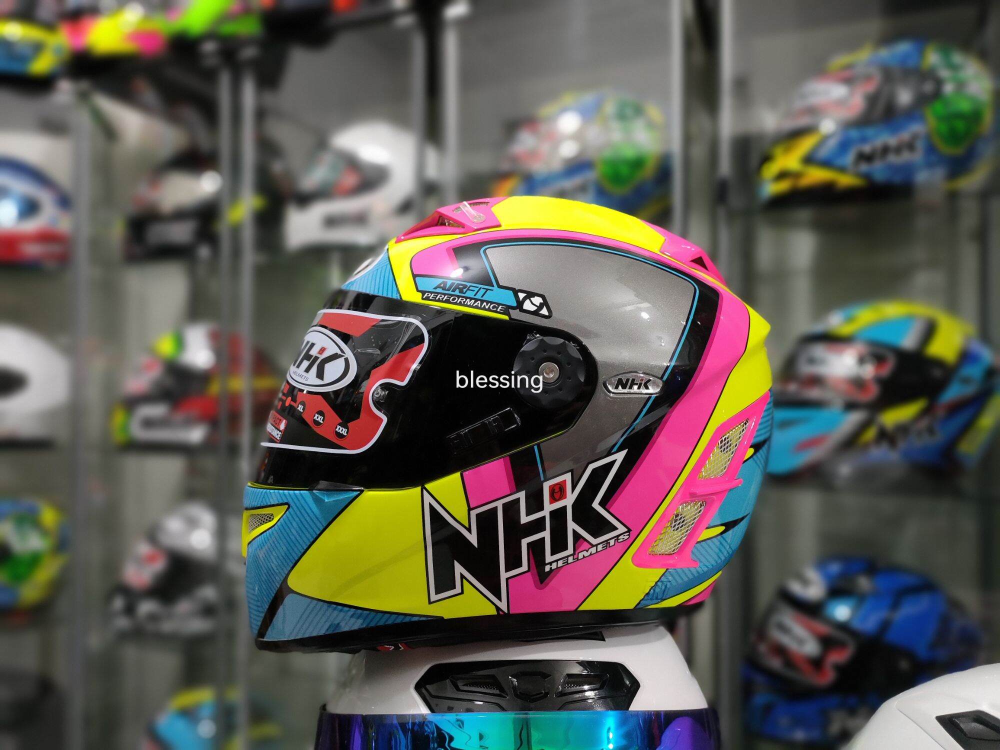 NHK GP PRO PROTON YELOW PINK FLO LIGH BLUE HELM FULL FACE | Lazada ...