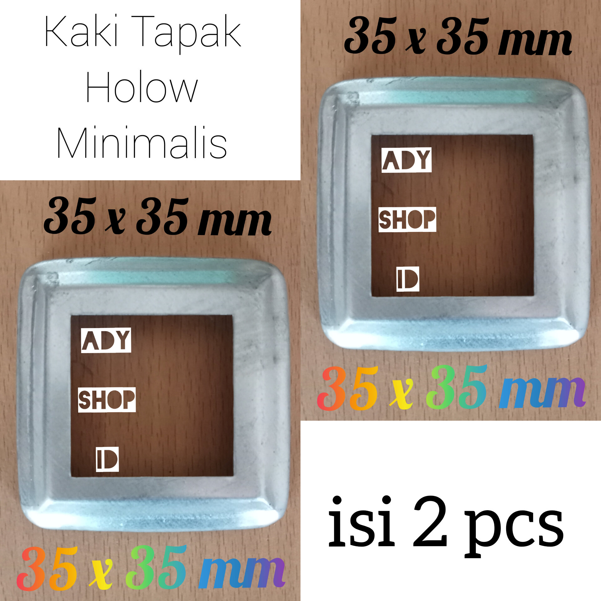 isi 2 pcs kaki tapak holow minimalis ukuran 35x35mm bahan plat besi ...