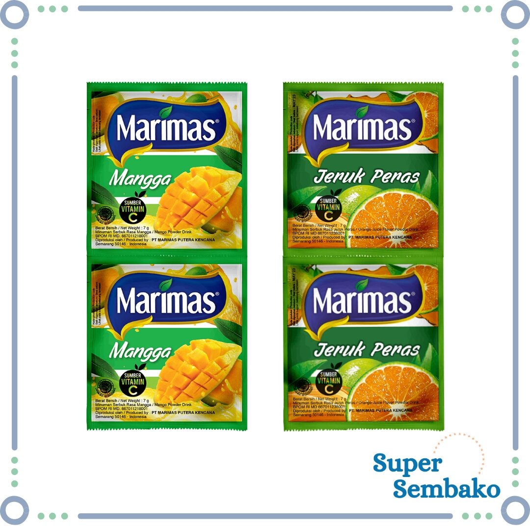 MINUMAN SIAP SAJI BUBUK INSTAN MARIMAS SEGAR RASA MANGGA DAN JERUK PERAS 7g RENCENG ISI 10 ...