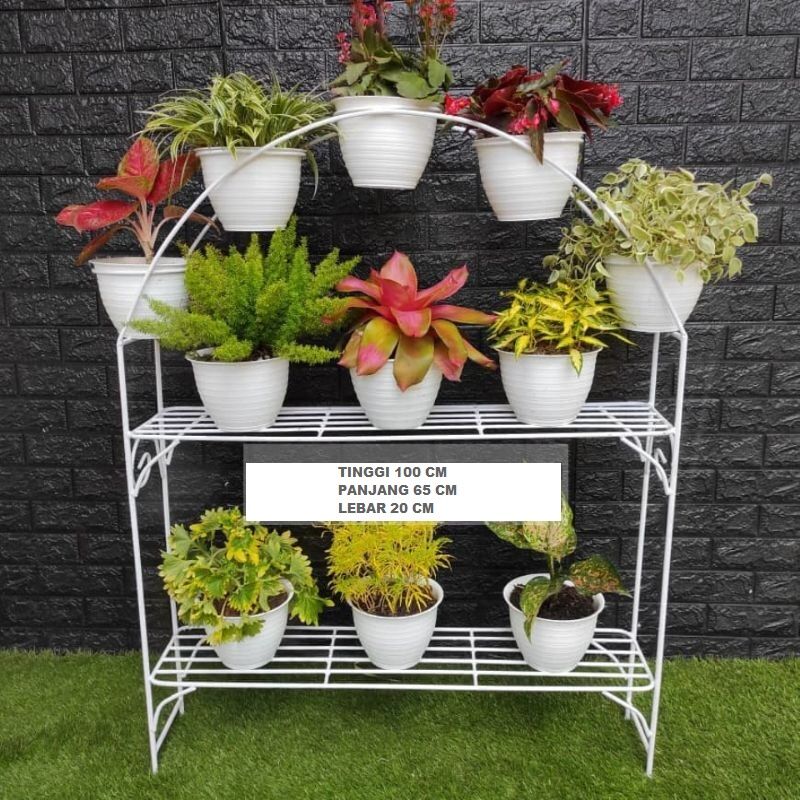STANDING RAK POT BUNGA BESI BERTINGKAT MEWAH MINIMALIS TINGGU 100 CM ...