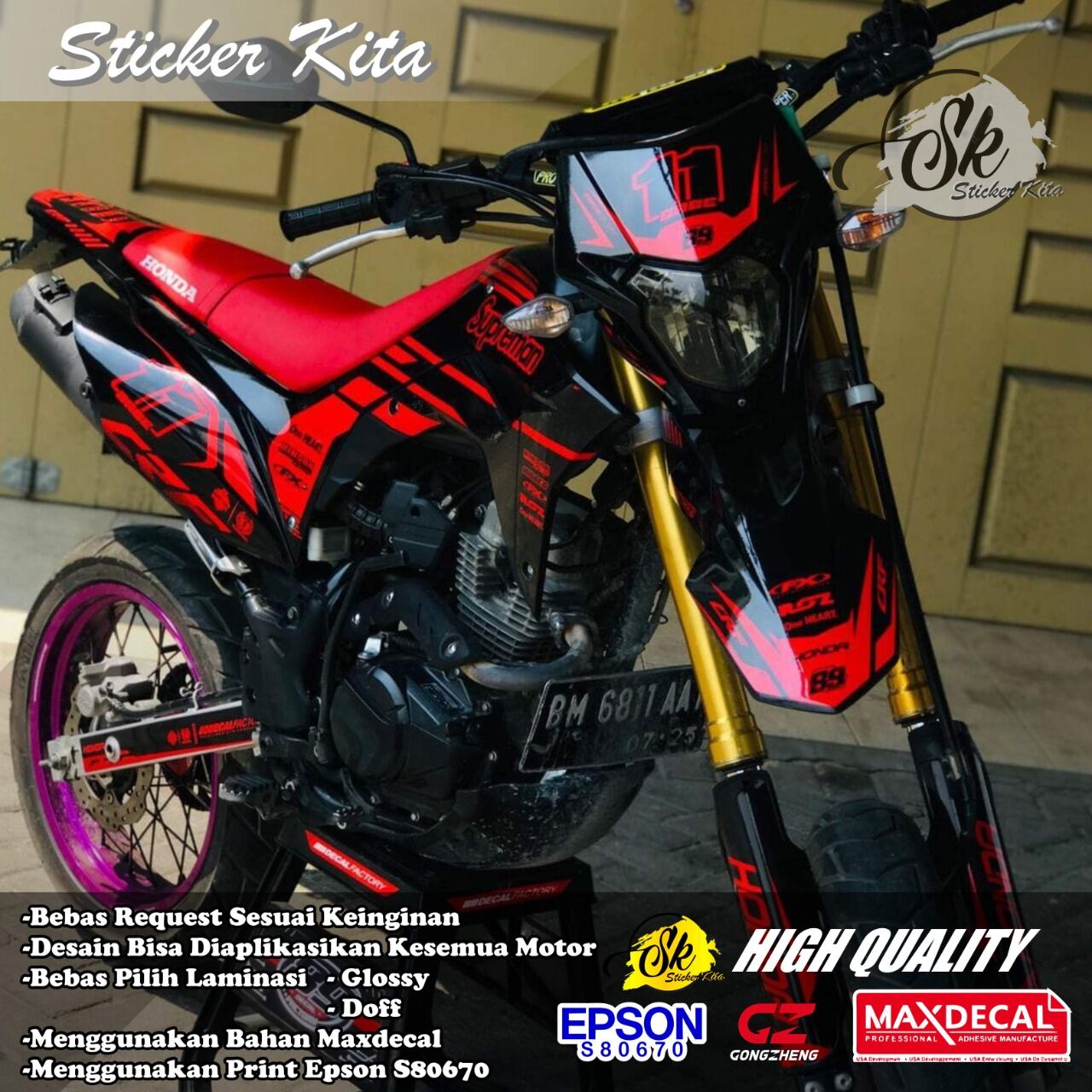 DECAL STICKER FULLBODY MOTOR CRF 150 L MERAH MERONA KEREN FREE REQUEST ...