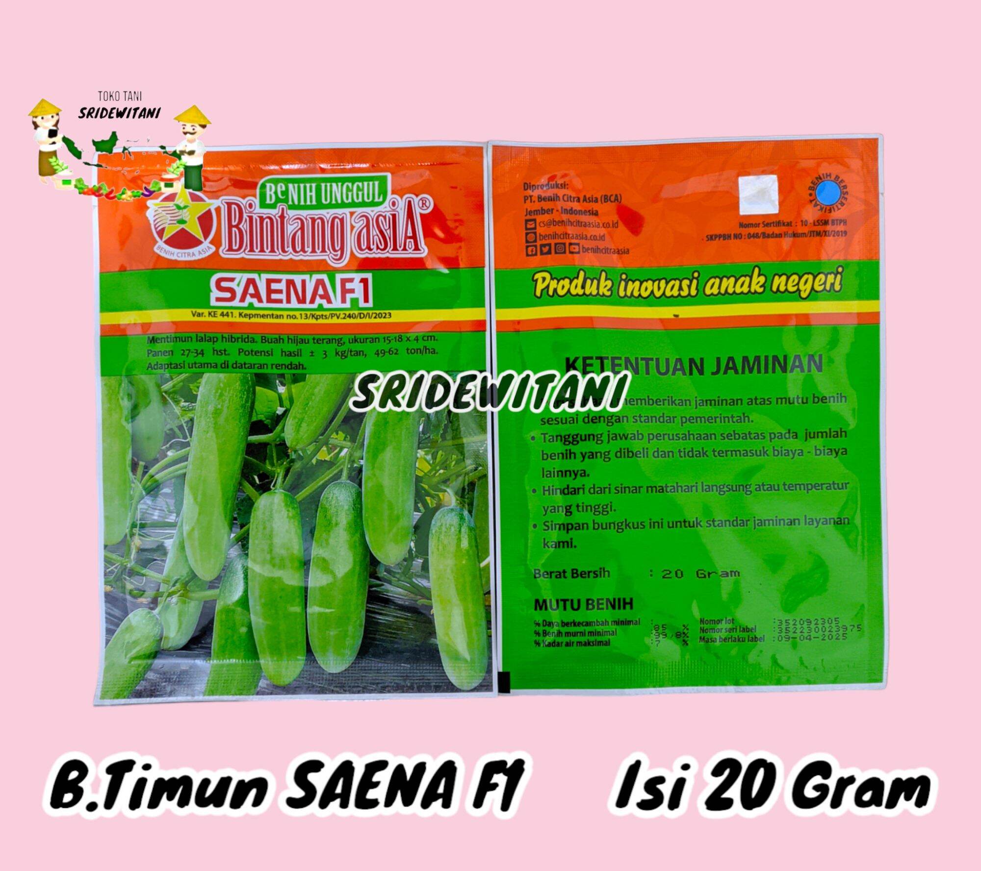 Harga Bibit SAENA F1 20 GRAM Benih Timun Hibrida F1 Bintang Asia Bibit ...