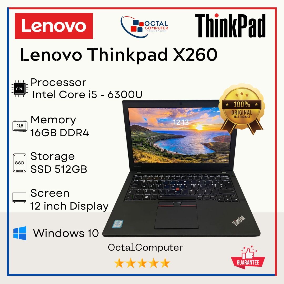 Laptop Lenovo Thinkpad X260 Core i5 Gen 6 / Ram 16GB / SSD 1TB - Second ...