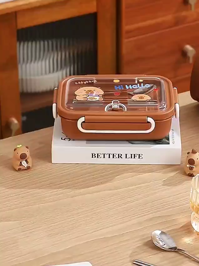 LUNCH BOX VIRAL KEKINIAN CAPYBARA STAINLESS 316 / KOTAK MAKAN SEKAT ...