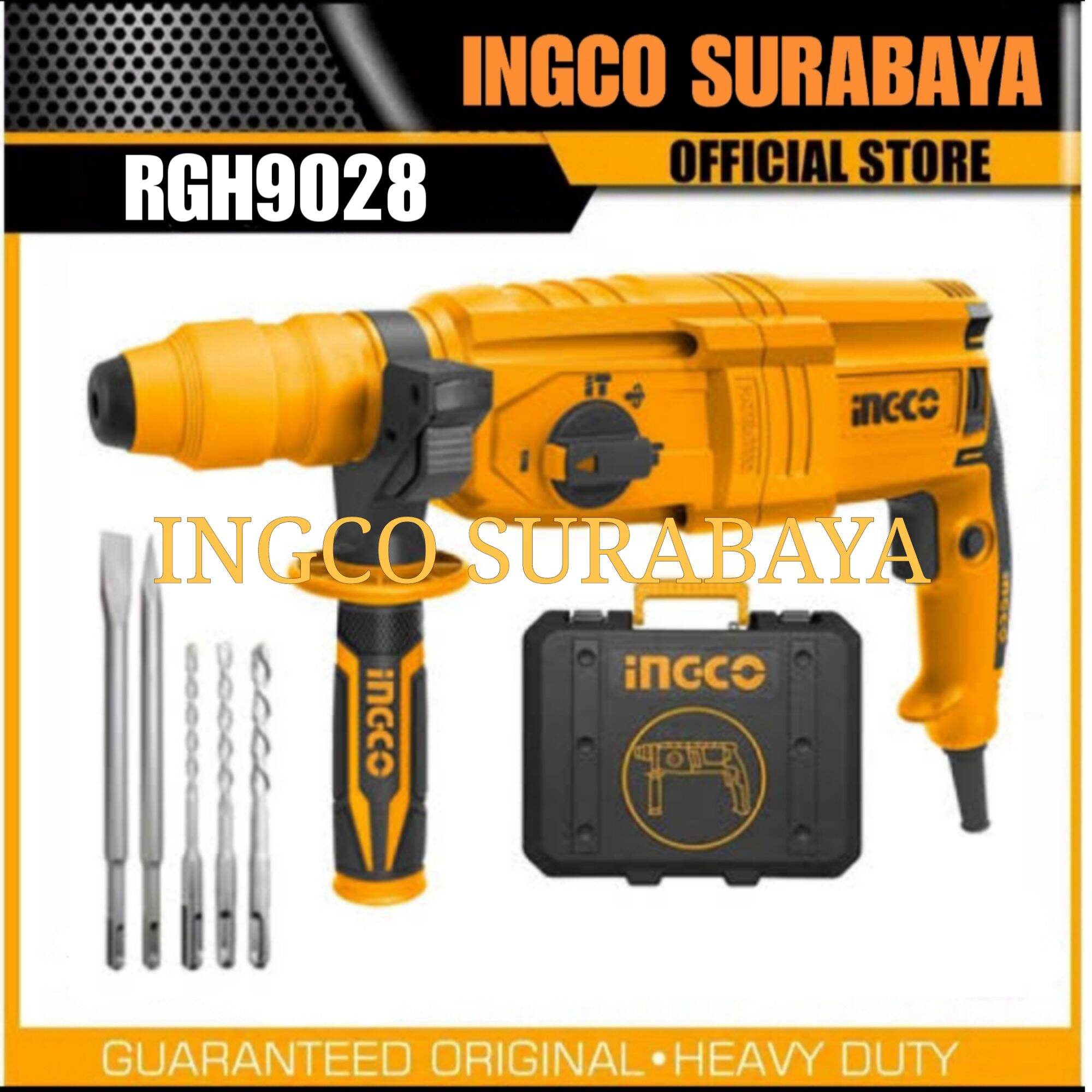 INGCO RGH9028 ROTARY HAMMER DRILL 2,5J MESIN BOR TEMBOK BETON BOK 4 ...