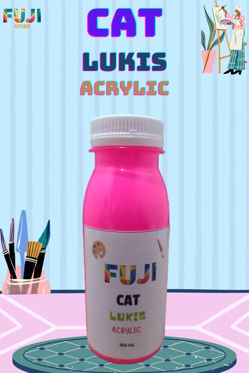 cat lukis / cat kanvas acrylic premium 100 ML ( Diskon 50 % dan Free ...