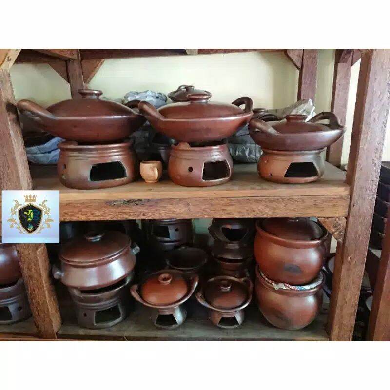 WAJAN SET GERABAH TANAH LIAT D-25 CM TRADISIONAL JAWA TEMBIKAR NATURAL ...
