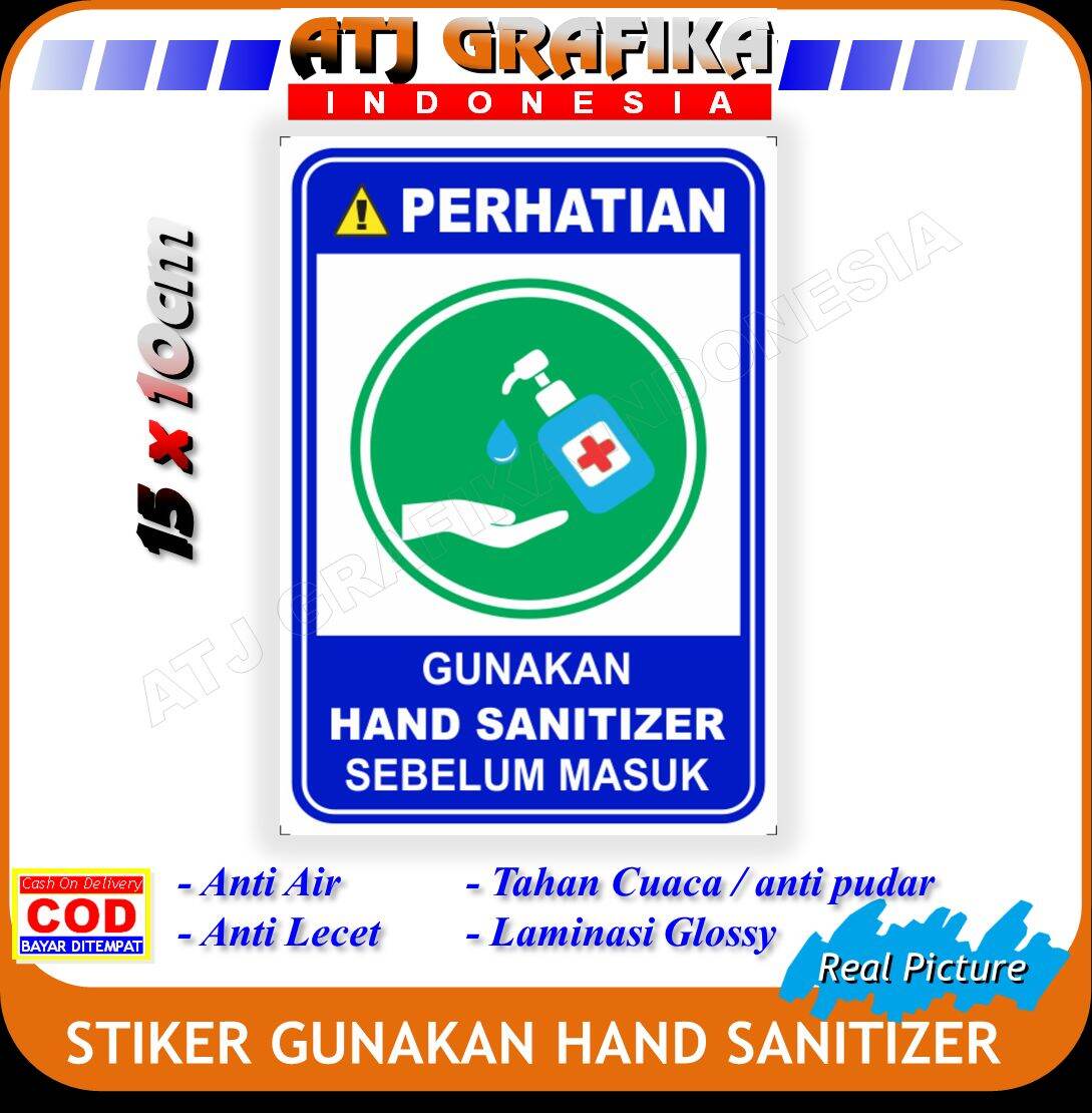 stiker gunakan hand sanitizer Sticker protokol kesehatan cuci tangan ...