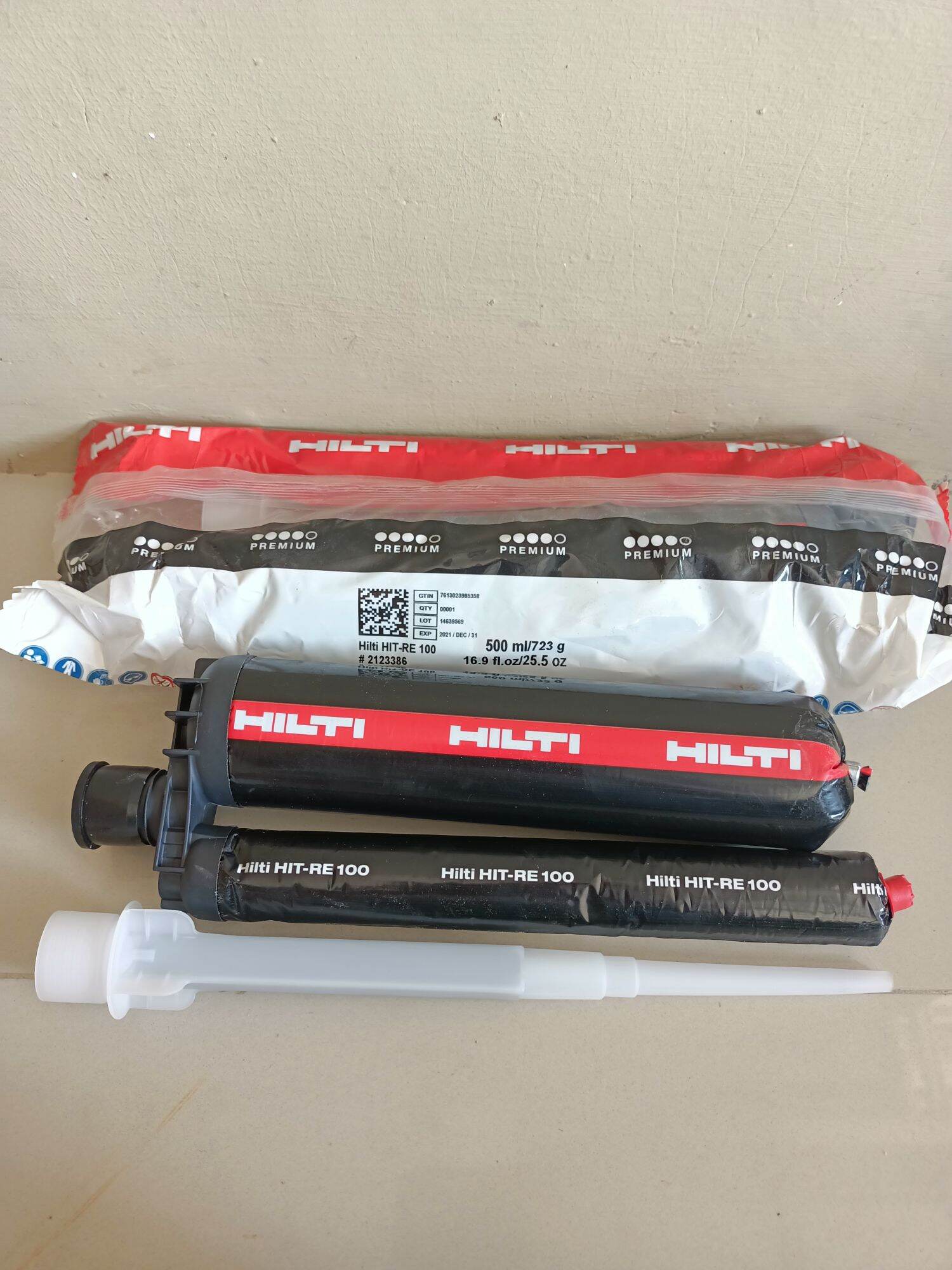 HIT RE 100 CHEMICAL ANCHOR HILTI, LEM ANCHOR BETON REBAR STEK - 500 ML ...