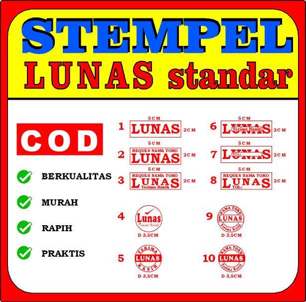 STEMPEL LUNAS UKURAN STANDAR TERMURAH DAN BERKUALITAS | Lazada Indonesia