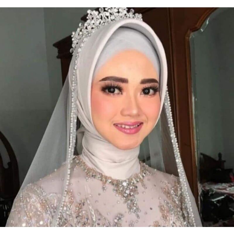 Slayer pengantin mutiara hijab pengantin veil akad nikah kerudung akad ...