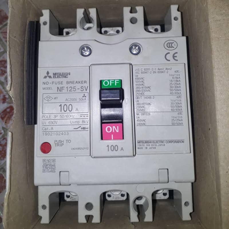 MCCB MITSUBISHI NO-FUSE BREAKER NF125-SV 3p 100a NF125SV NF125 SV ...
