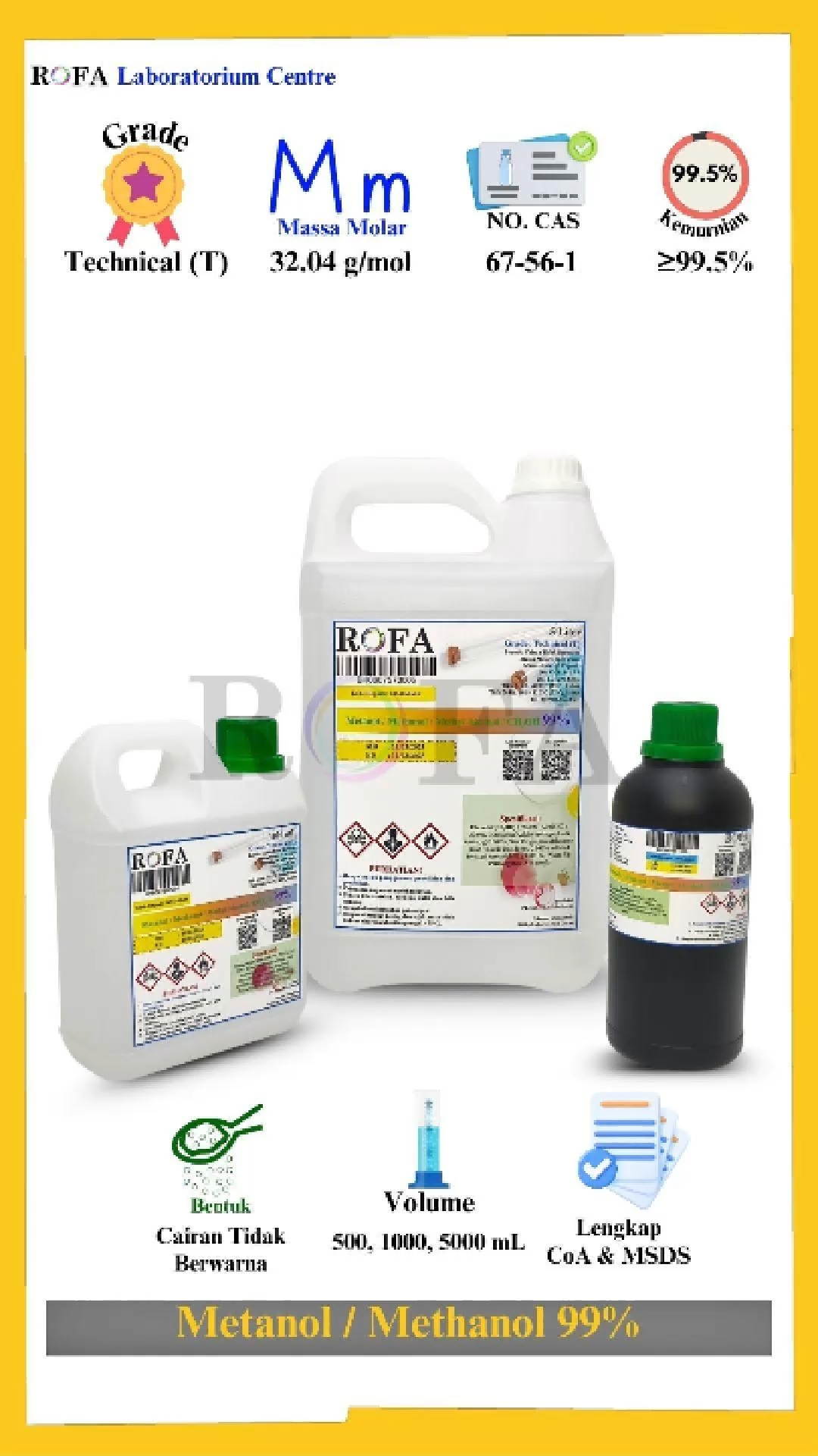 Metanol / Metil Alkohol / Methanol / Methyl Alcohol / CH3OH Teknis 99% ...