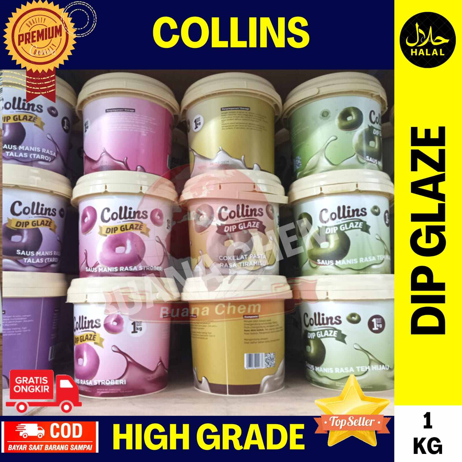 Collins Dip Glaze 1kg All Varian / Topping Pasta Coklat Donat Pisang ...