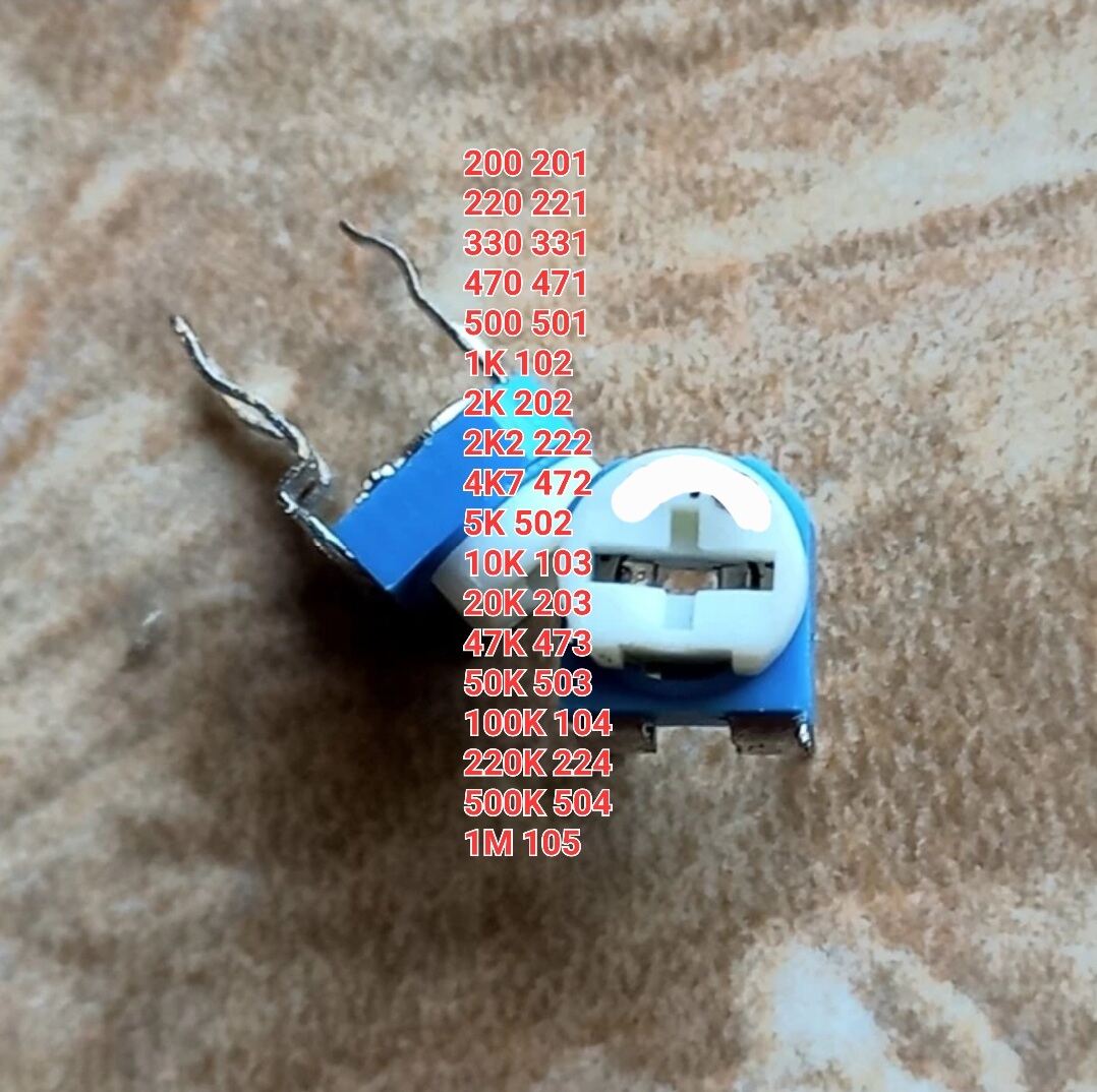 VR 200 220 330 470 500 1K 2K 2K2 4K7 5K 10K 20K 47K 50K 100K 220K 500K ...