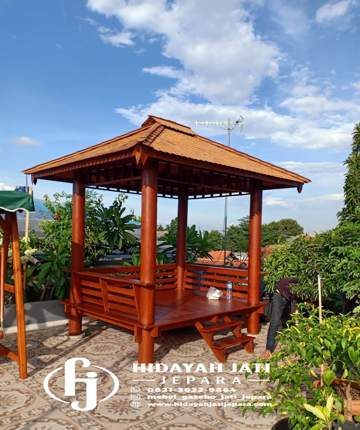 gazebo saung kayu kelapa 2,5 x 2 meter | Lazada Indonesia