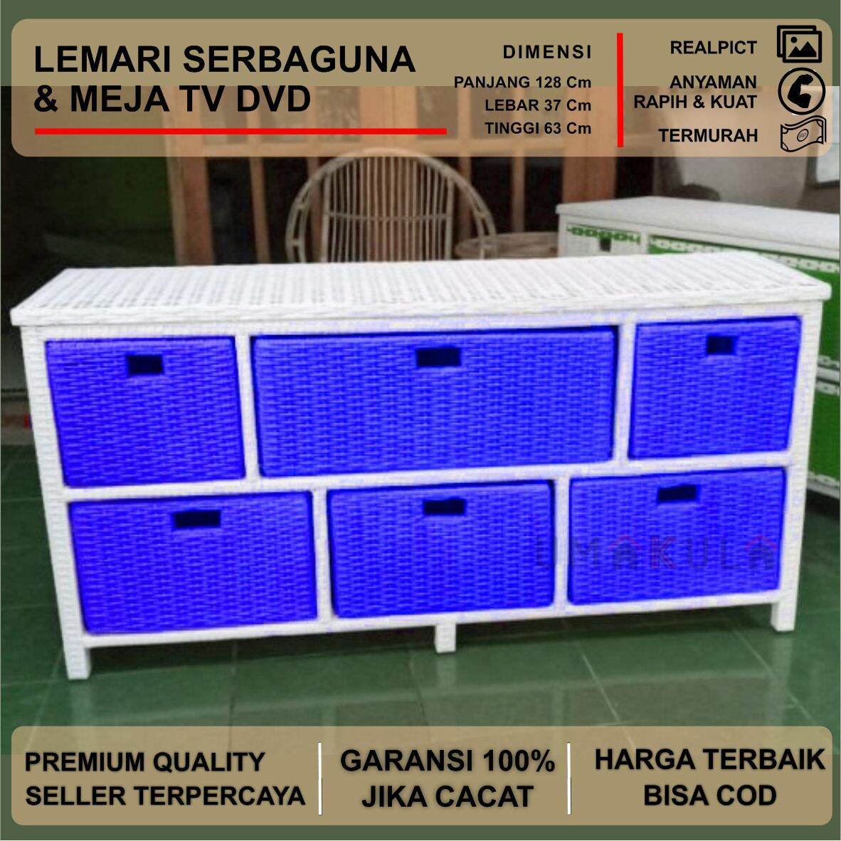 LEMARI RAK JASMIN POLOS FULL WARNA ROTAN SINTETIS 6 KOTAK LACI +VARIASI ...