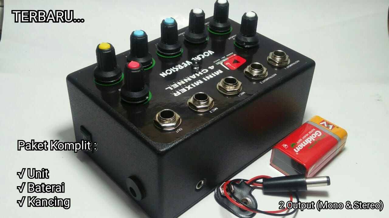 Mini Mixer 4 Channel Dengan Mic Efect (Delay & Reverb) 2 Output ...