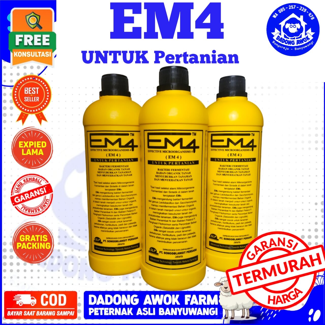 EM4 PERTANIAN - EM4 KUNING - Pengurai pupuk kompos pembuatan fermentasi ...