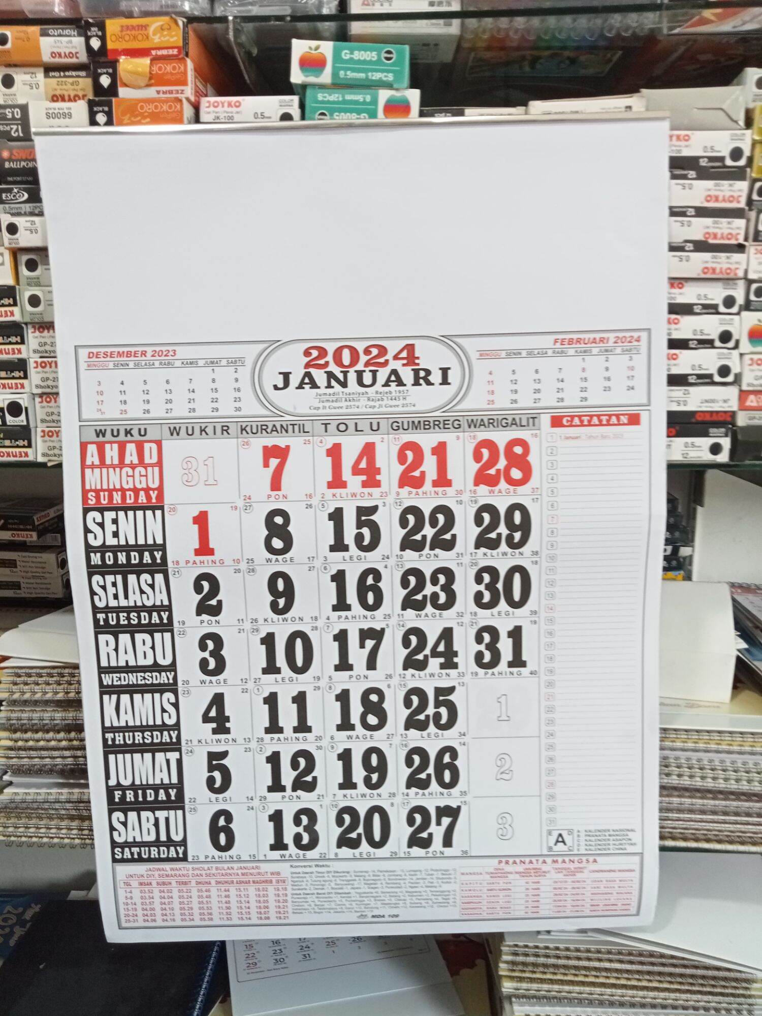 Kalender Dinding 2024 /kalender angka Kalender kerja | Lazada Indonesia