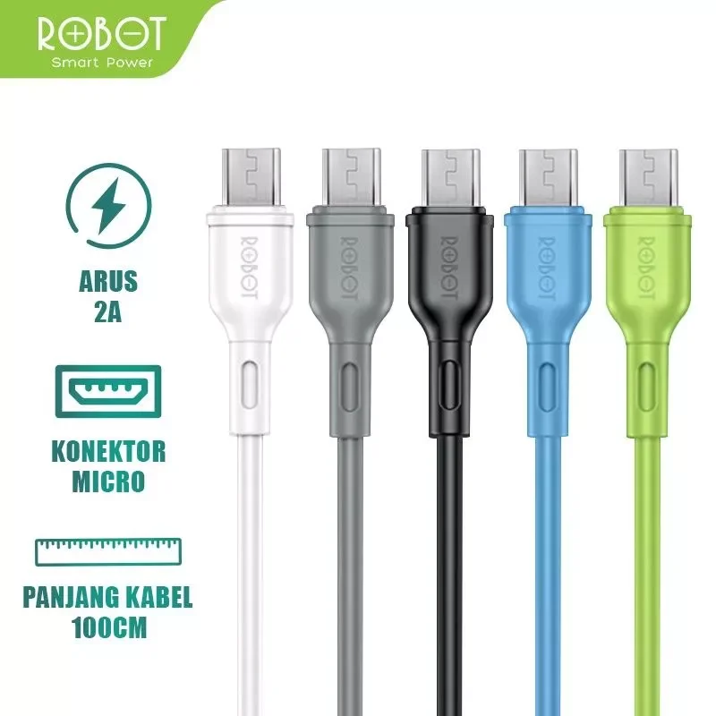 ROBOT RBM100s Kabel Data Micro USB 2A 100cm Kabel Mikro - SATUAN | Lazada Indonesia