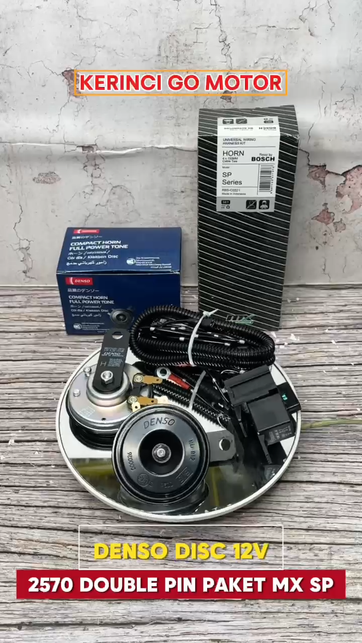 PAKET Denso 2570 SP Klakson Disc 12 Volt Double Soket Pin Terminal 2 ...
