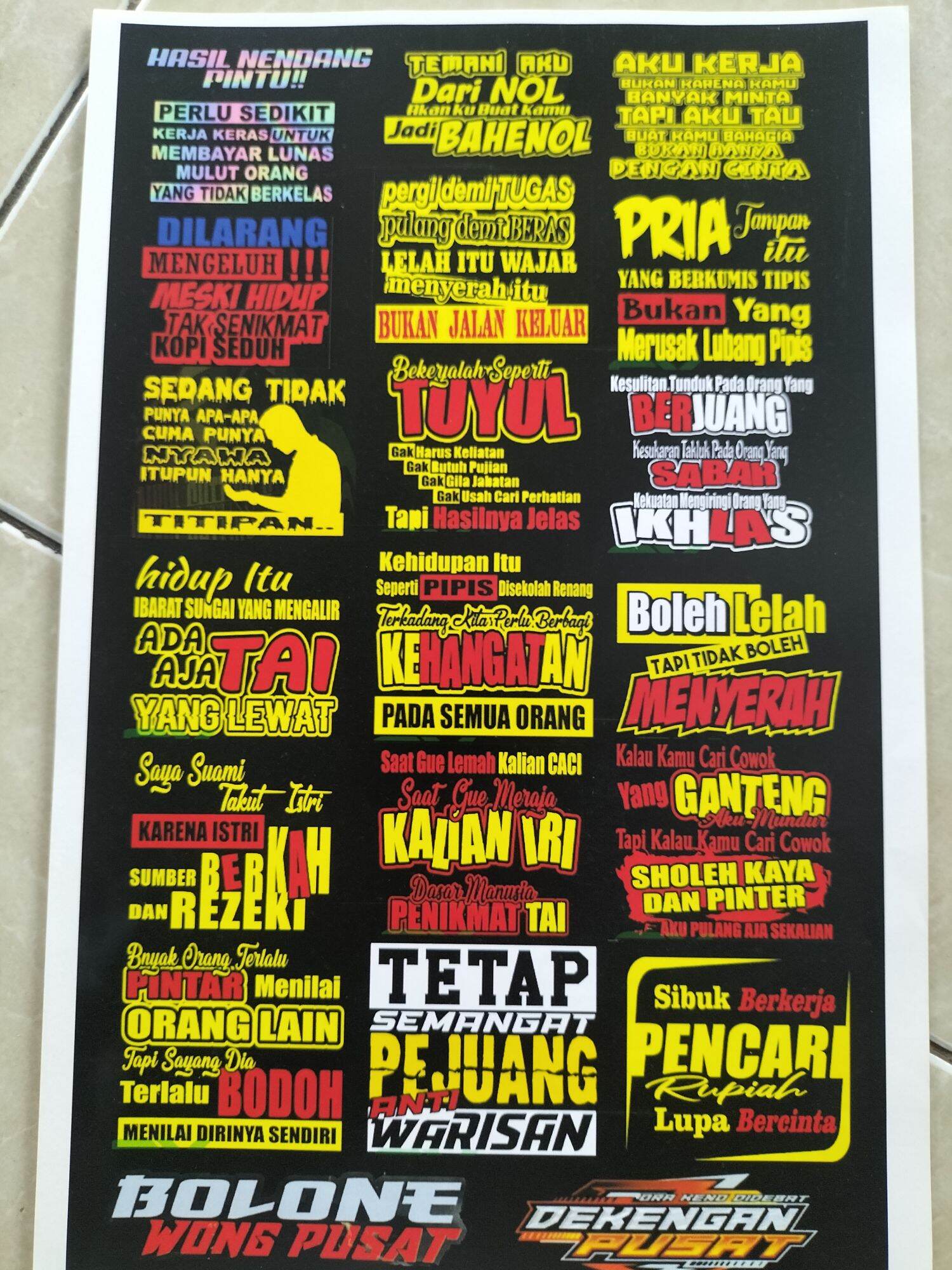 Stiker Kata Kata | Stiker 1 Lembar | Stiker Pack | Lazada Indonesia