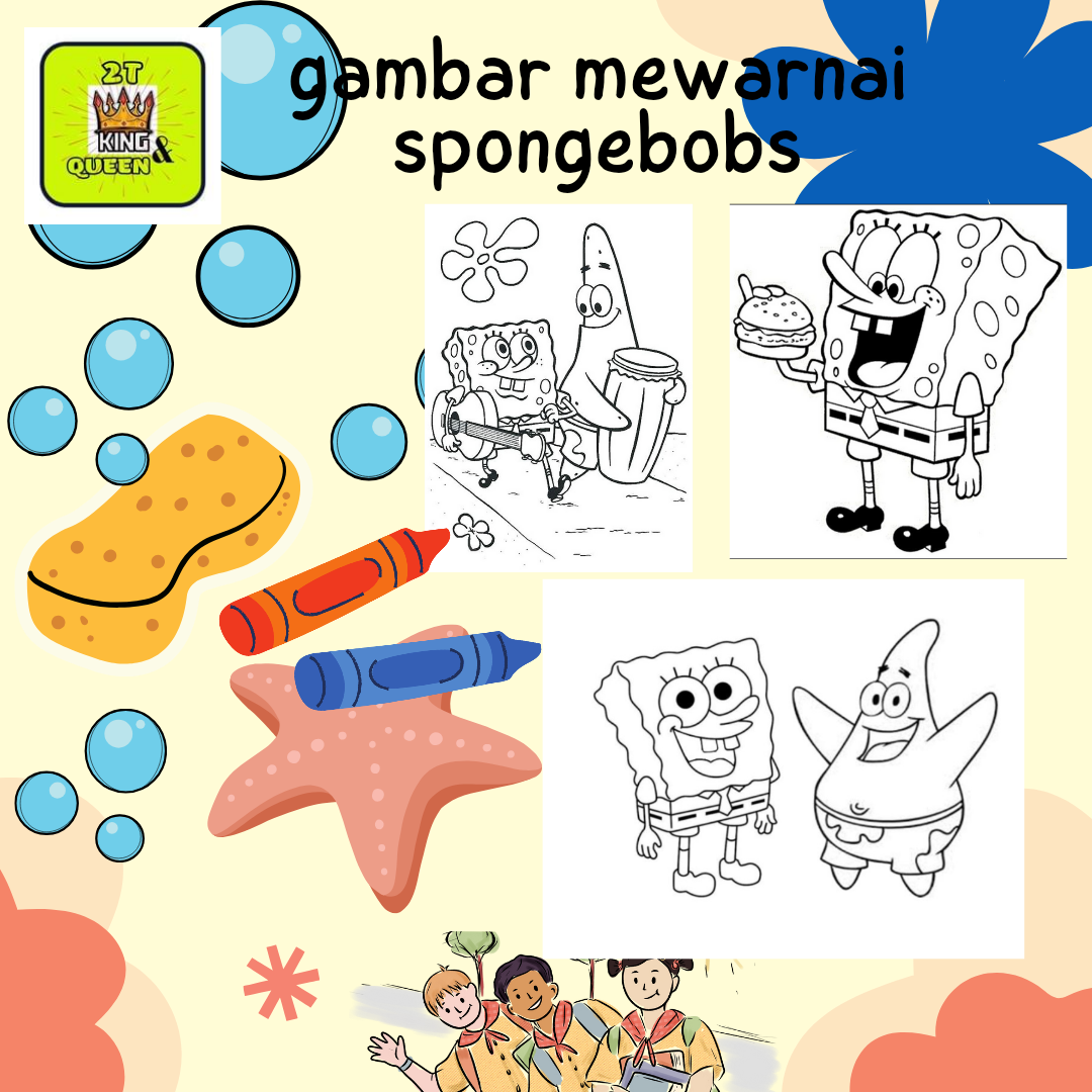 mewarnai gambar spongebob anak PAUD/TK/SD paket 15 lembar random ...
