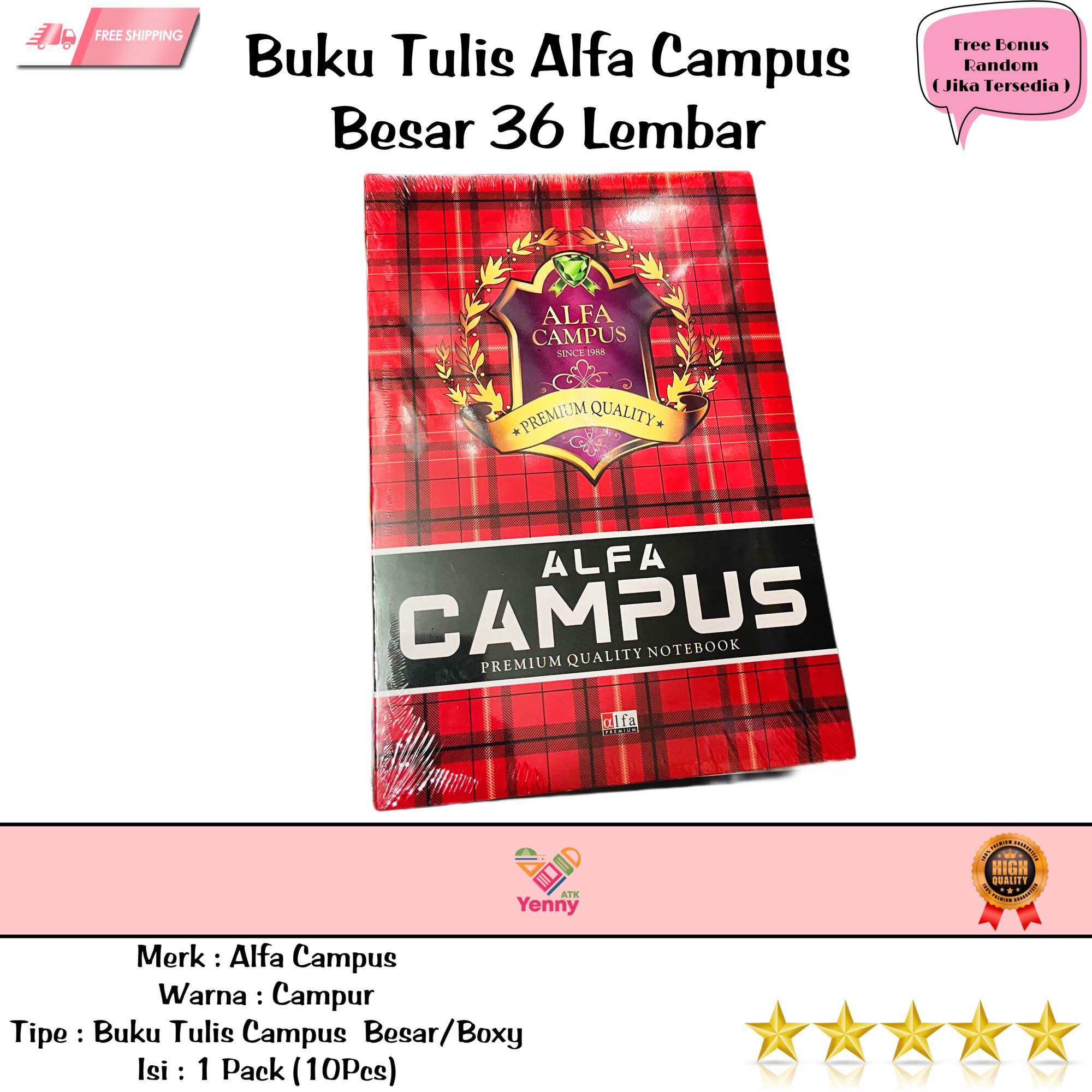 Buku Campus Boxy Alfa 36 Lembar (10 pcs) / Buku Campus 36 Lembar 1 Pack (10pcs) | Lazada Indonesia