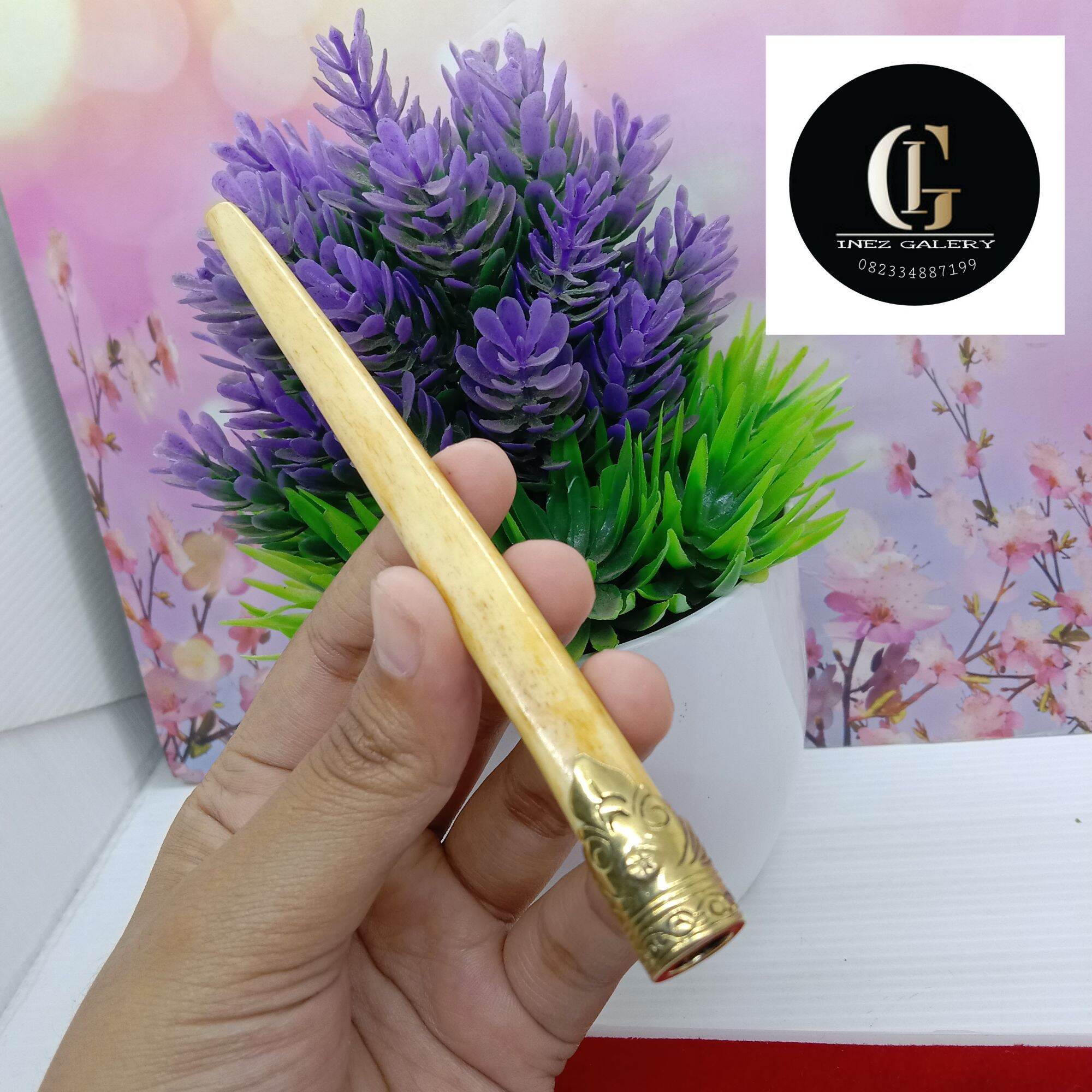 once pipa rokok tulang kerbau alpaka kuning emas D74 | Lazada Indonesia