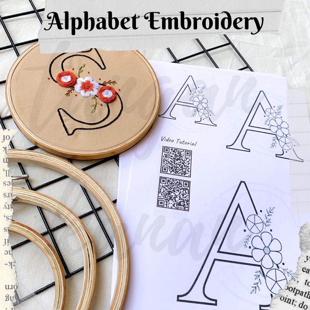 Pola sulam Floral Alphabet pattern embroidery | Lazada Indonesia