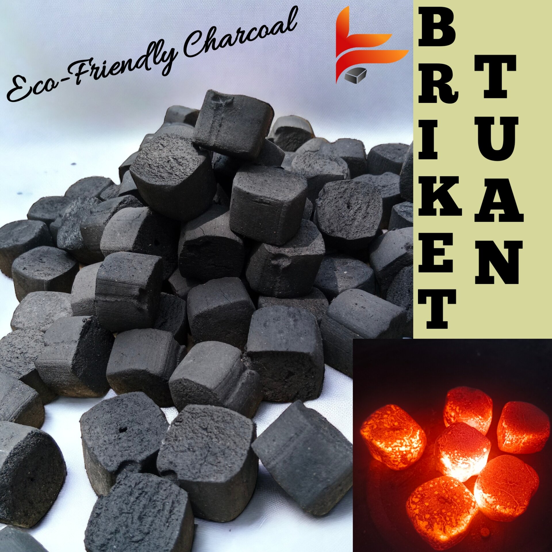 Arang Briket Batok Kelapa 100% BBQ Arang Briket Pemanggang Kubus 1 Kg ...
