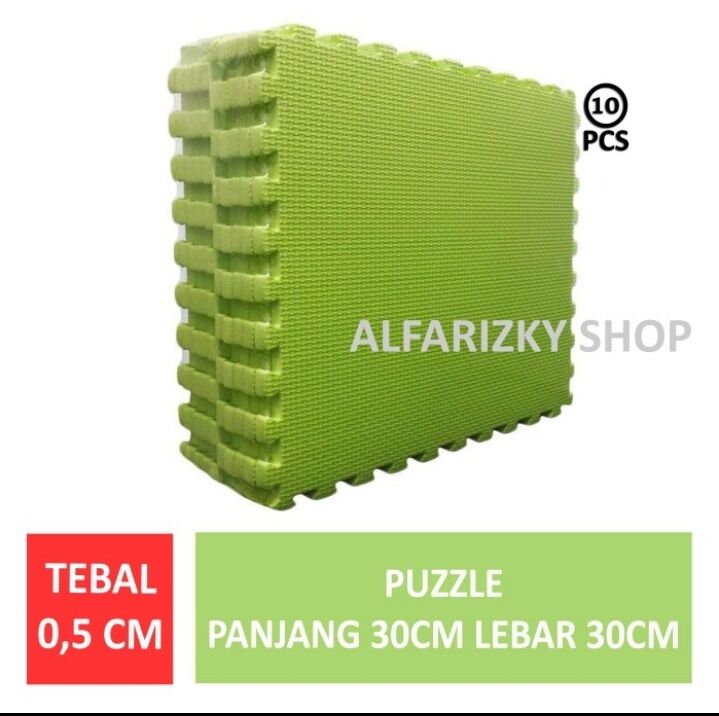 PUZZLE ALAS LANTAI POLOS BERMAIN ANAK 30x30x0.5CM WARNA HIJAU MUDA ...