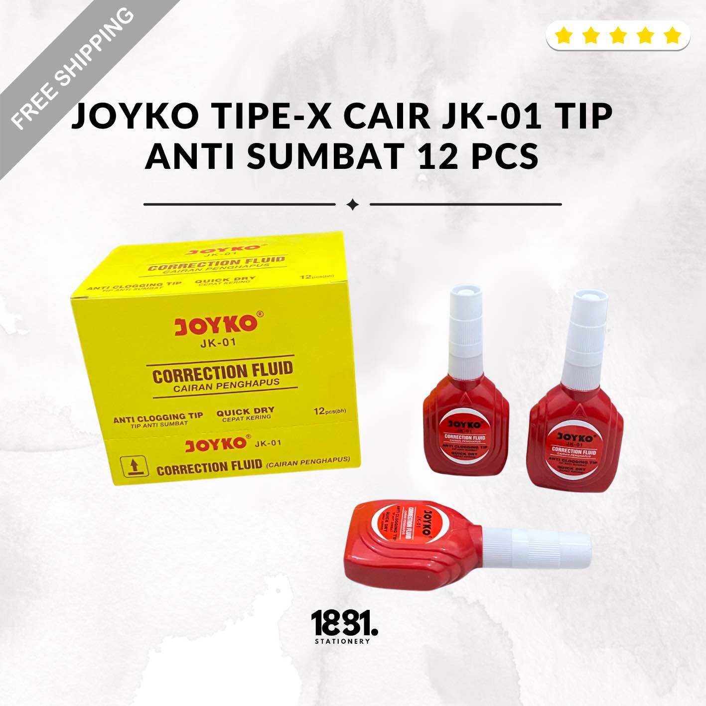 Joyko Tipe-X Cair Jk-01 Merah | Joyko Tipe-x Cair Cepat Kering 12 pcs | Tipe-X Cair Joyko Anti ...