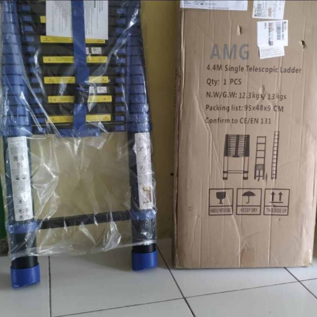 Tangga Lipat Aluminium Teleskopik Panjang 4.5M Single Telescopic Ladder ...