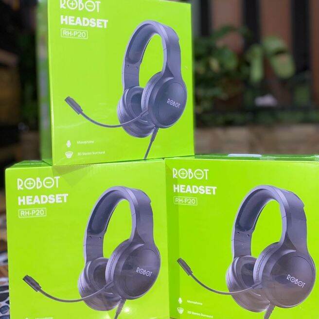 ROBOT RH-P20 headset wired bando 3.5mm jack black original | Lazada ...