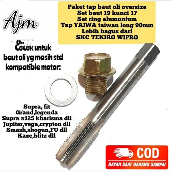 Paket tap baut oli oversize Set baut 19 kunci 17 Set ring alumunium ...