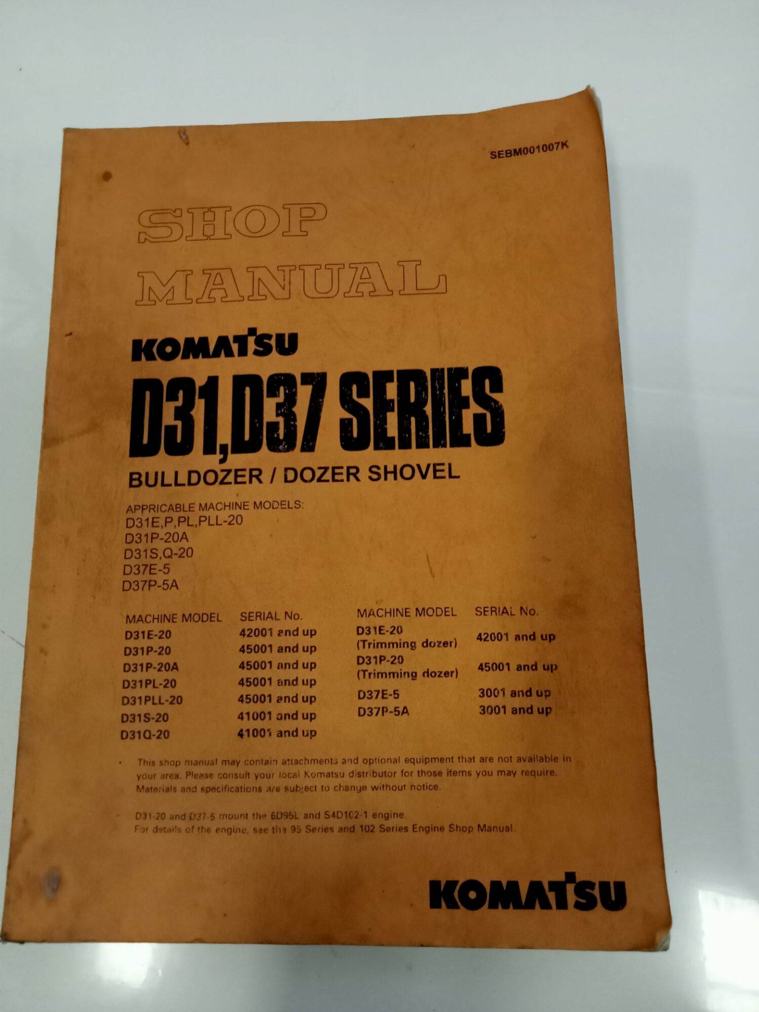 buku shop manual bulldozer Komatsu d31 | Lazada Indonesia