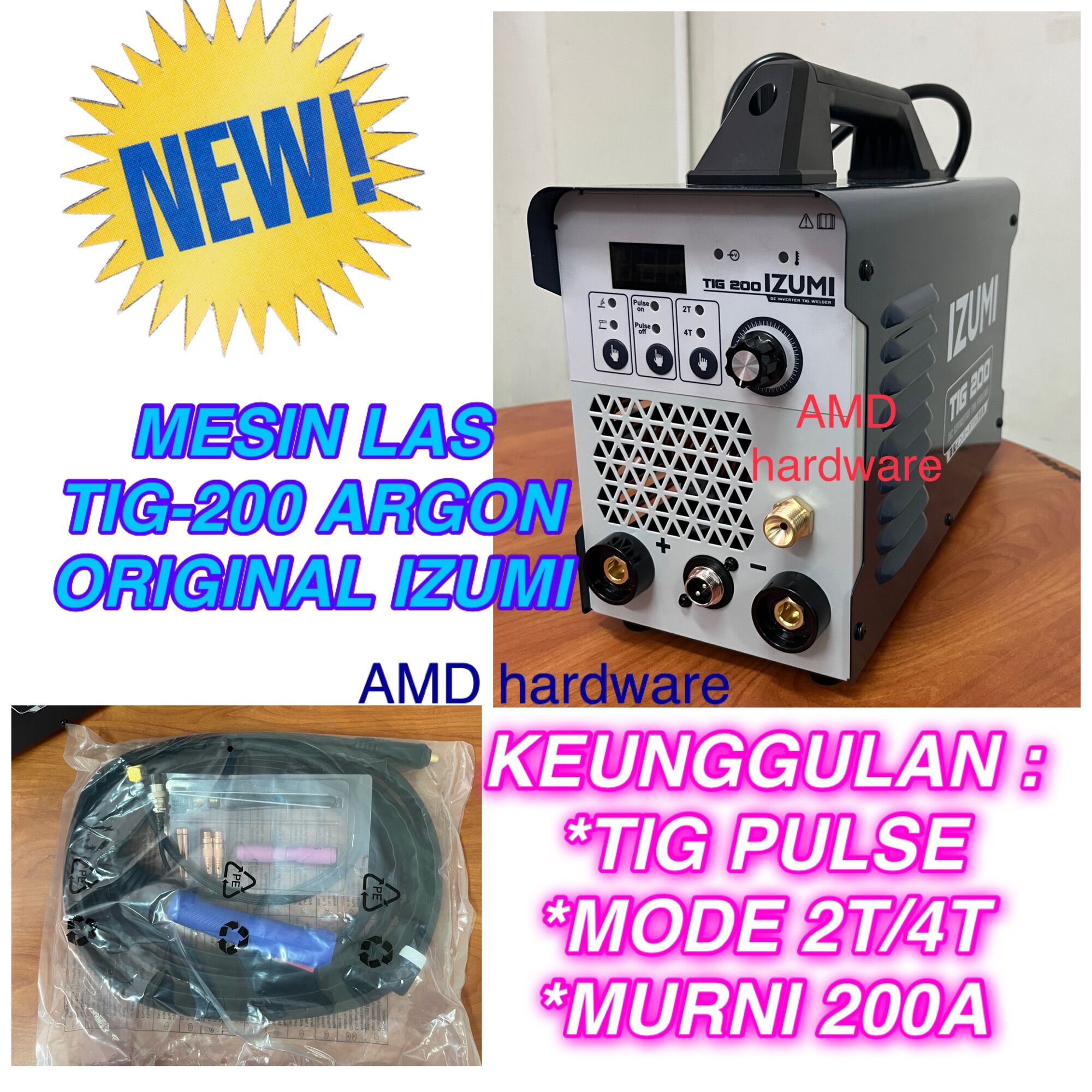 IZUMI TIG200 PULSE MESIN LAS ARGON STAINLESS Steel TIG 200 tigi200 Original Japan 1 importir dgn ...