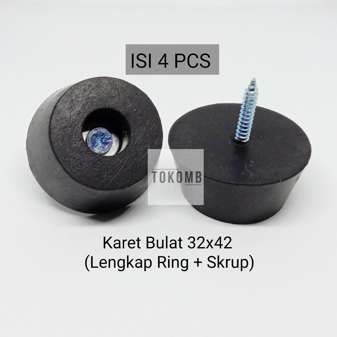 (4 pcs) Karet Bulat 32x42 Ada Ring Plat + Skrup / Karet Kaki Sanyo ...