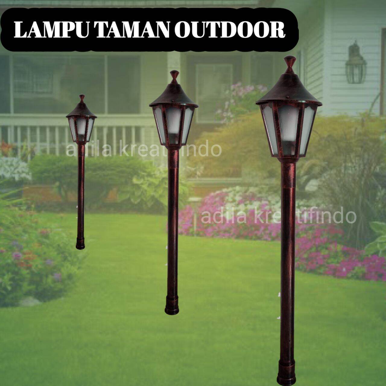 lampu taman outdoor tiang besi lampu halaman rumah lampu standing tanam ...