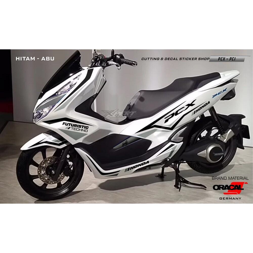 Sticker PCX Striping PCX Sticker Cutting PCX Abu Hitam ( Motor Putih ...