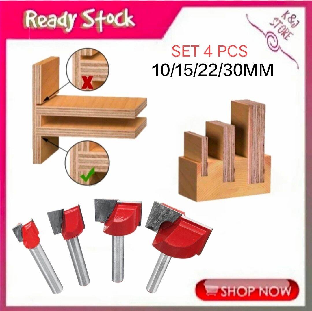 Set 4 Pcs Mata Pisau Profil Penyambung Triplek MDF T Slot Groove Joint ...