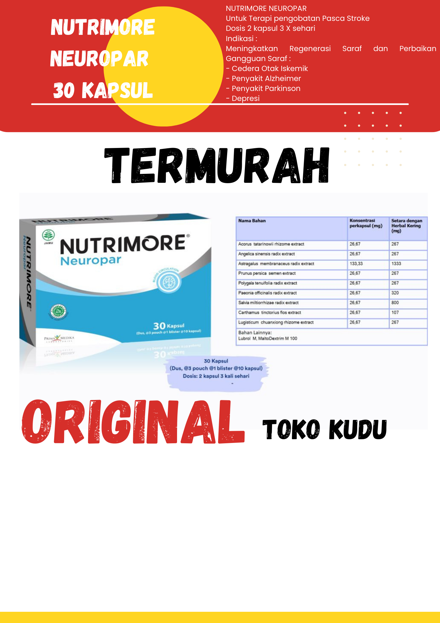 Nutrimore Neuropar // Suplemen Kesehatan Saraf // Memperbaiki Jaringan ...