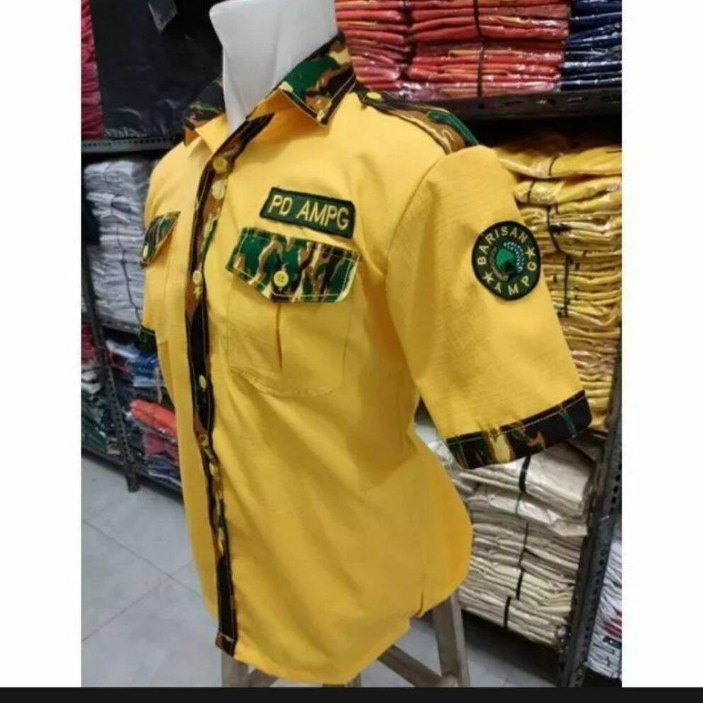 KEMEJA PD AMPG KUNING KOMBINASI LORENG TERBARU ⭐⭐⭐⭐⭐ | Lazada Indonesia