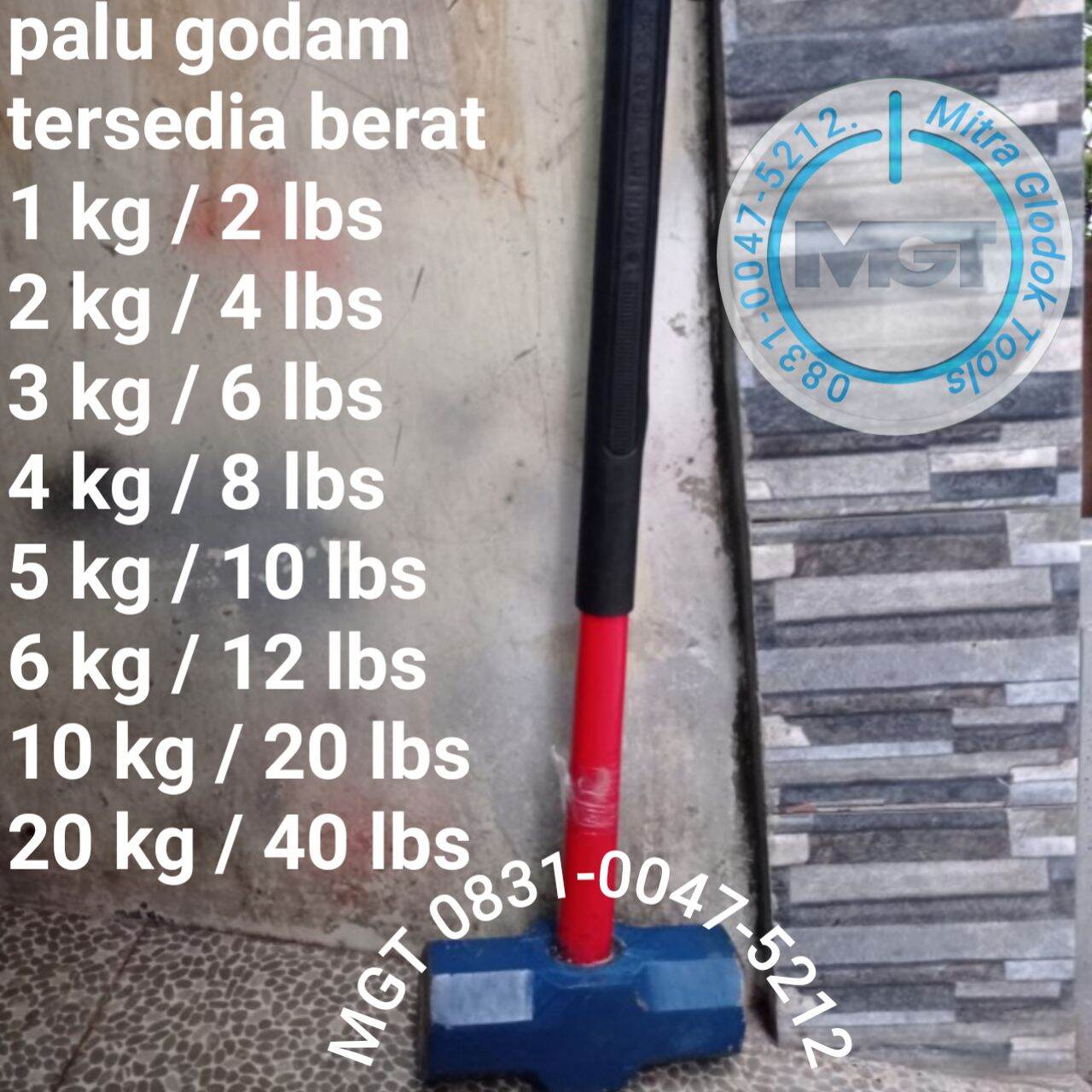 Sands Palu Godam 10 Kg Palu Bodem 20 Lbs Palu Gada Gagang Fiber Palu