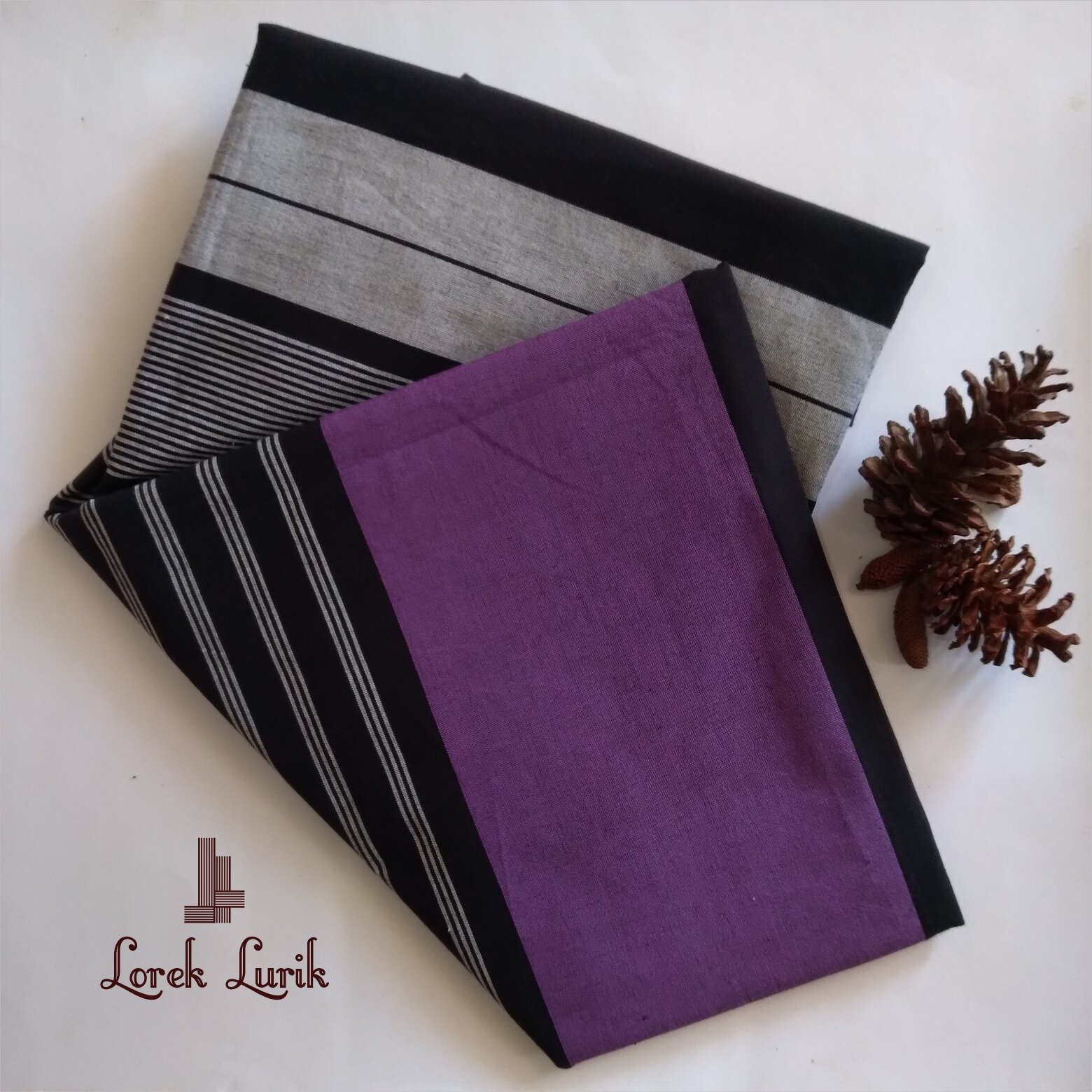 Kain Lurik Gradasi Ungu Hitam Abu / Kain Tenun Lurik Modern Ungu Hitam ...