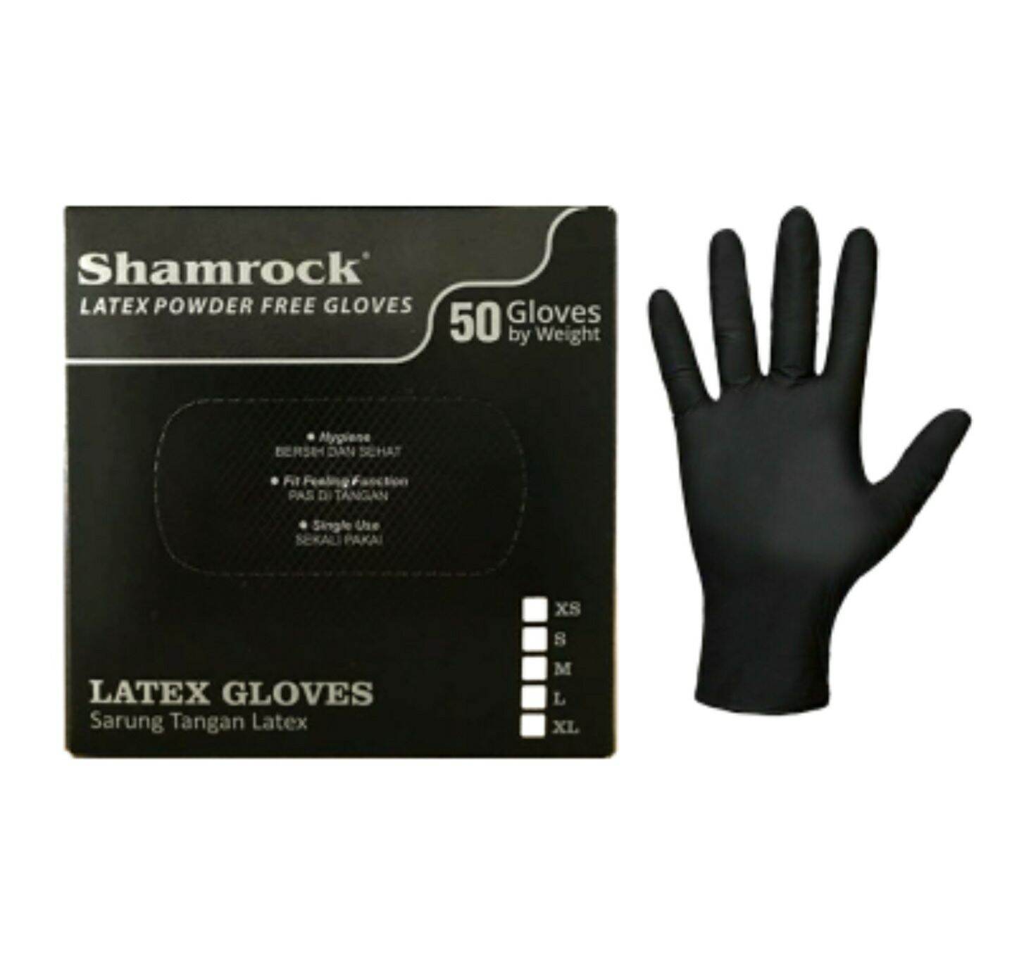 SHAMROCK LATEX GLOVE HITAM Isi 50pcs | Lazada Indonesia